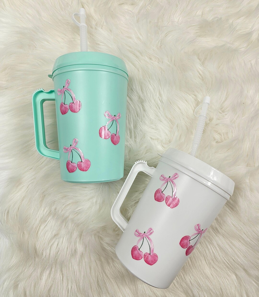Hip Sips Pink Cherry Bow' Full Wrap HIP SIPS Mega Mug 34oz - Etsy