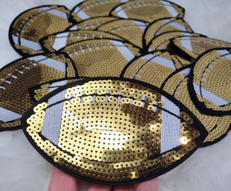 Large Gold Football Sequin Iron on Patch - Etsy