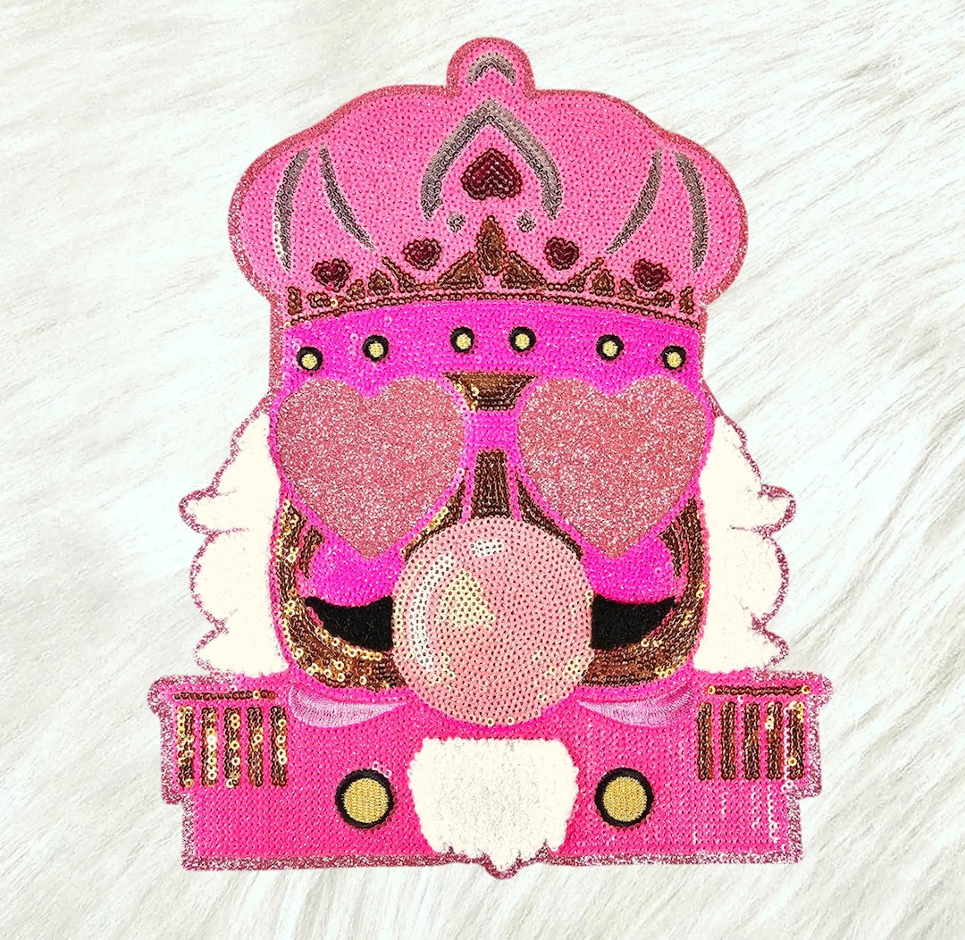 Pink Nutcracker Chenille Large Embroidery Iron on Patch, Christmas Chenille Patch, Pink ...