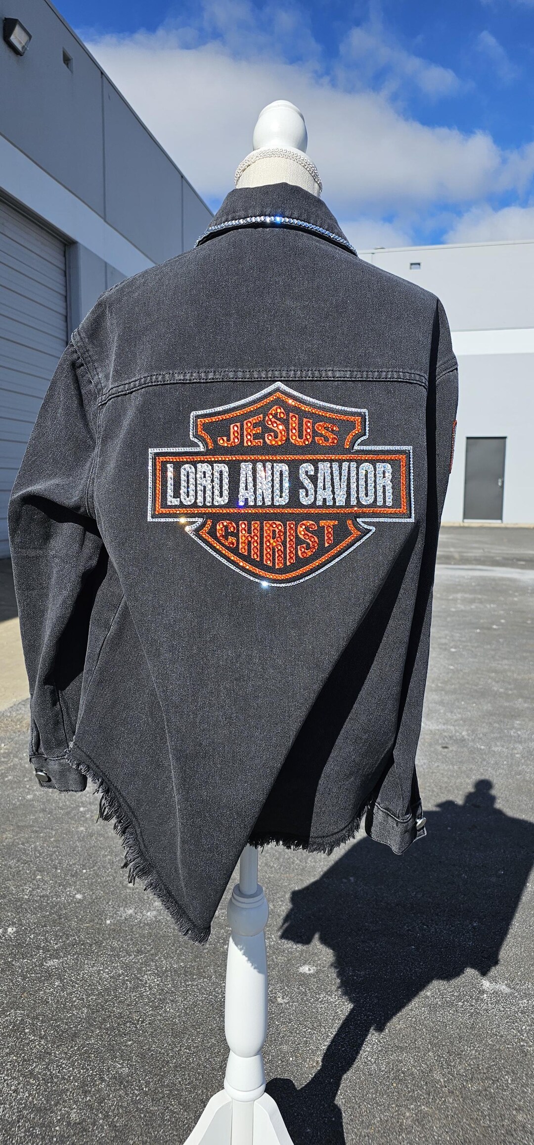 Custom Jesus Christ Lord and Savior Blinged Out Denim Button up by ...