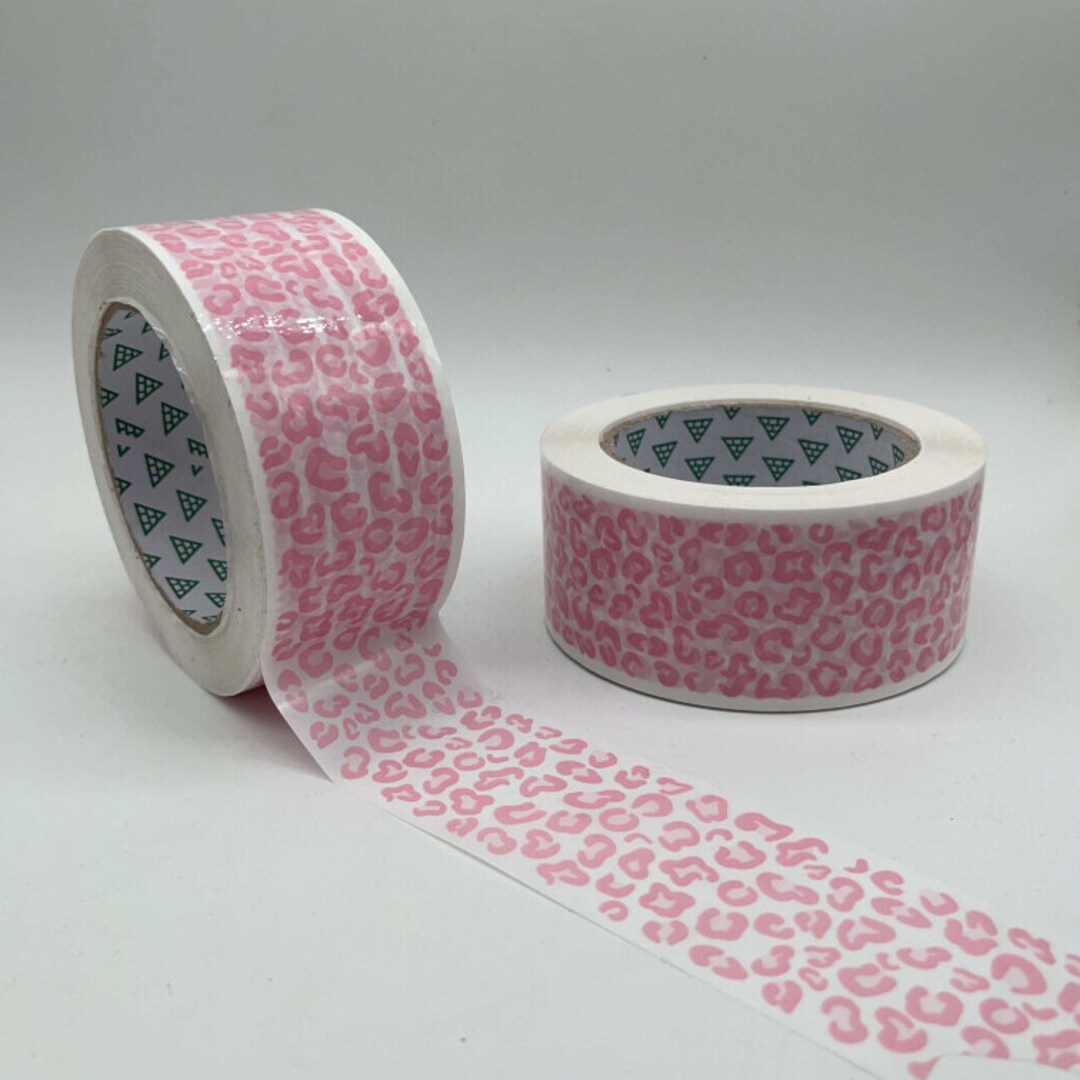 Pink Cheetah Leopard Print on White 2 Inch Packing BOP Tape Super ...