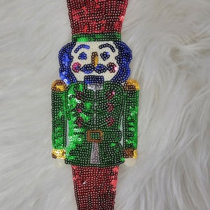 Nutcracker Sequin Large Embroidery Iron on Patch, Christmas Sequin Patch, Pink Nutcracker Iron ...