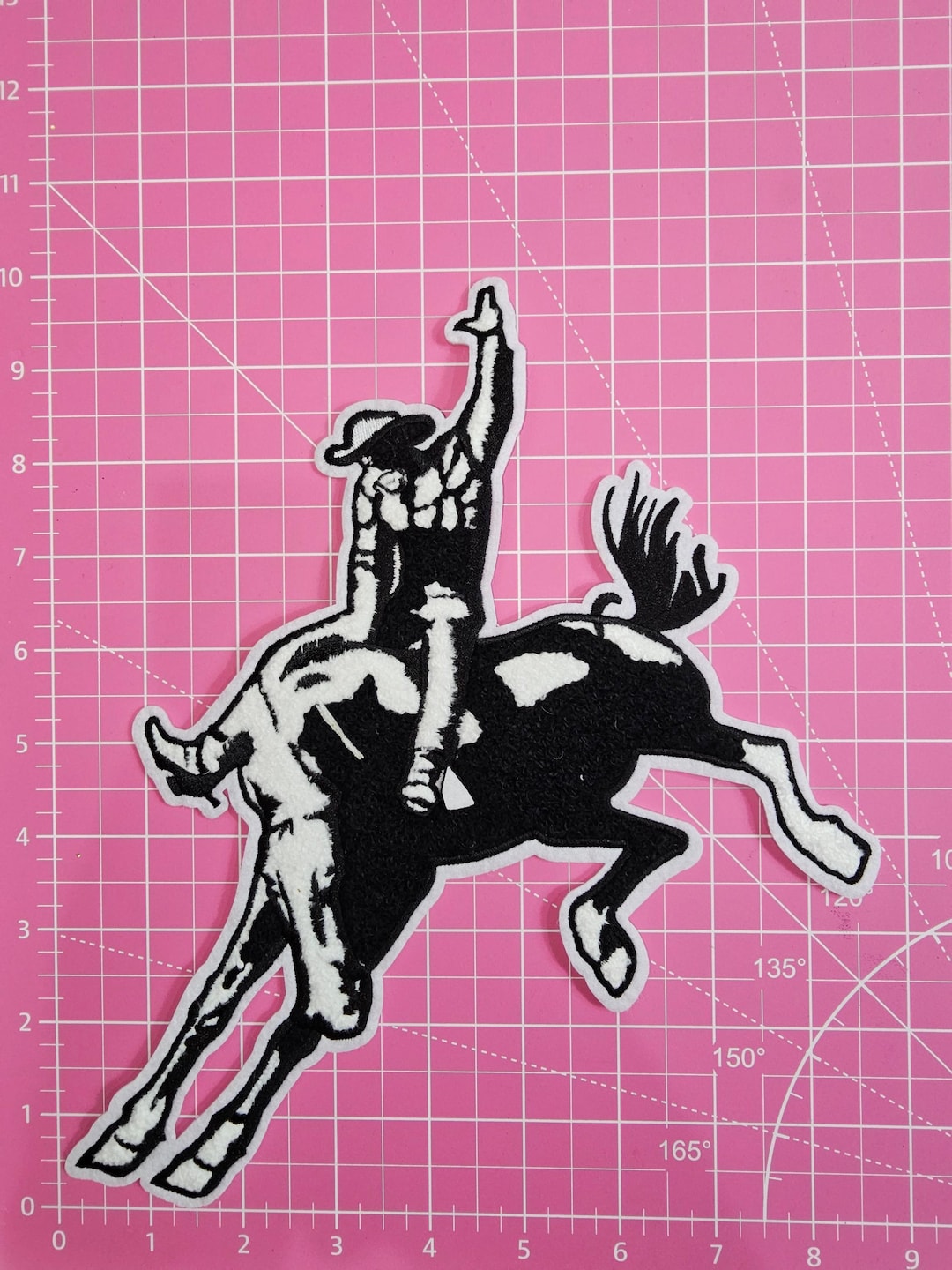 Bronc Rider Rodeo Horse Cowboy Mascot on White Soft Felt Chenille Iron-on Patch - Etsy