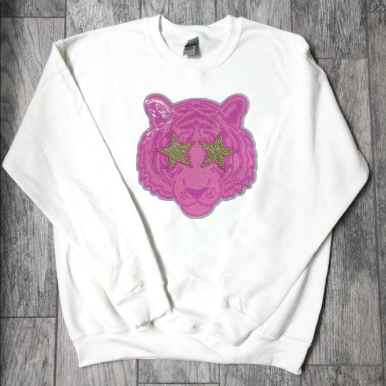 Hot Pink Tiger Sequin Mascot Iron on Patch - Etsy