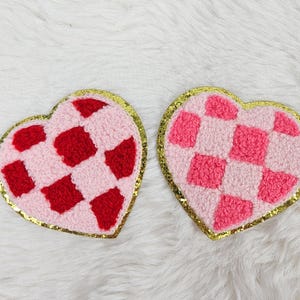 Checkered Heart Chenille Gold Glitter Iron on Patch - Etsy