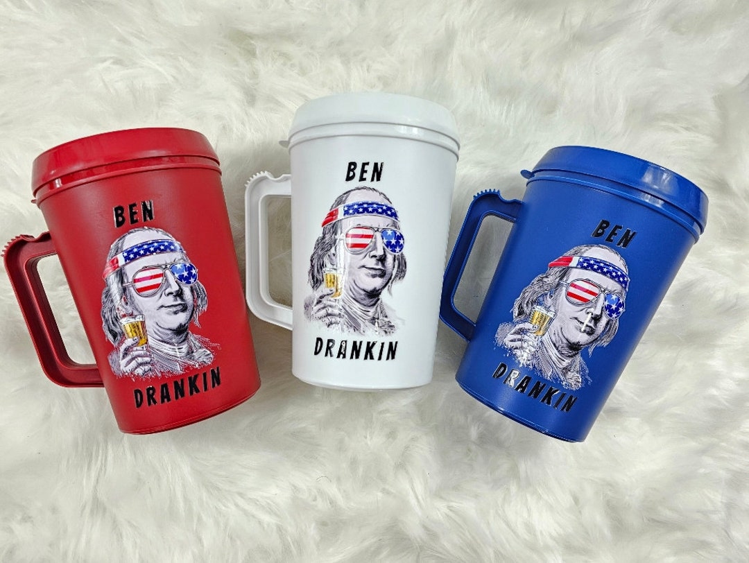 Hip Sips Ben Drankin 34oz HIP SIPS Mug With Lid and Straw, Graphic ...