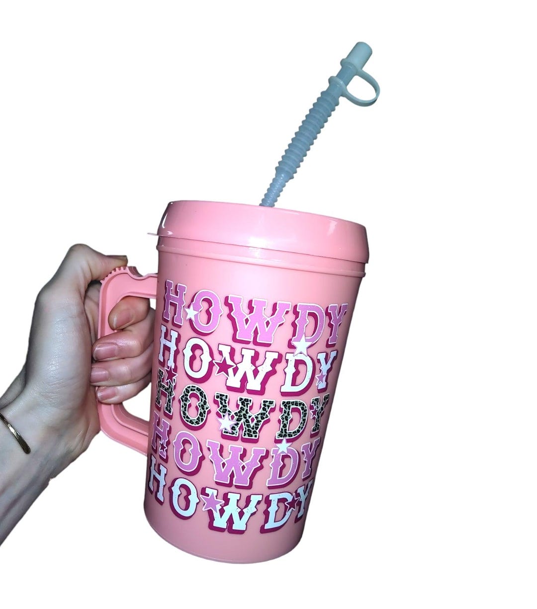 Hip Sips Pink HOWDY Cheetah" HIP SIPS Mega Mug 34oz - Etsy
