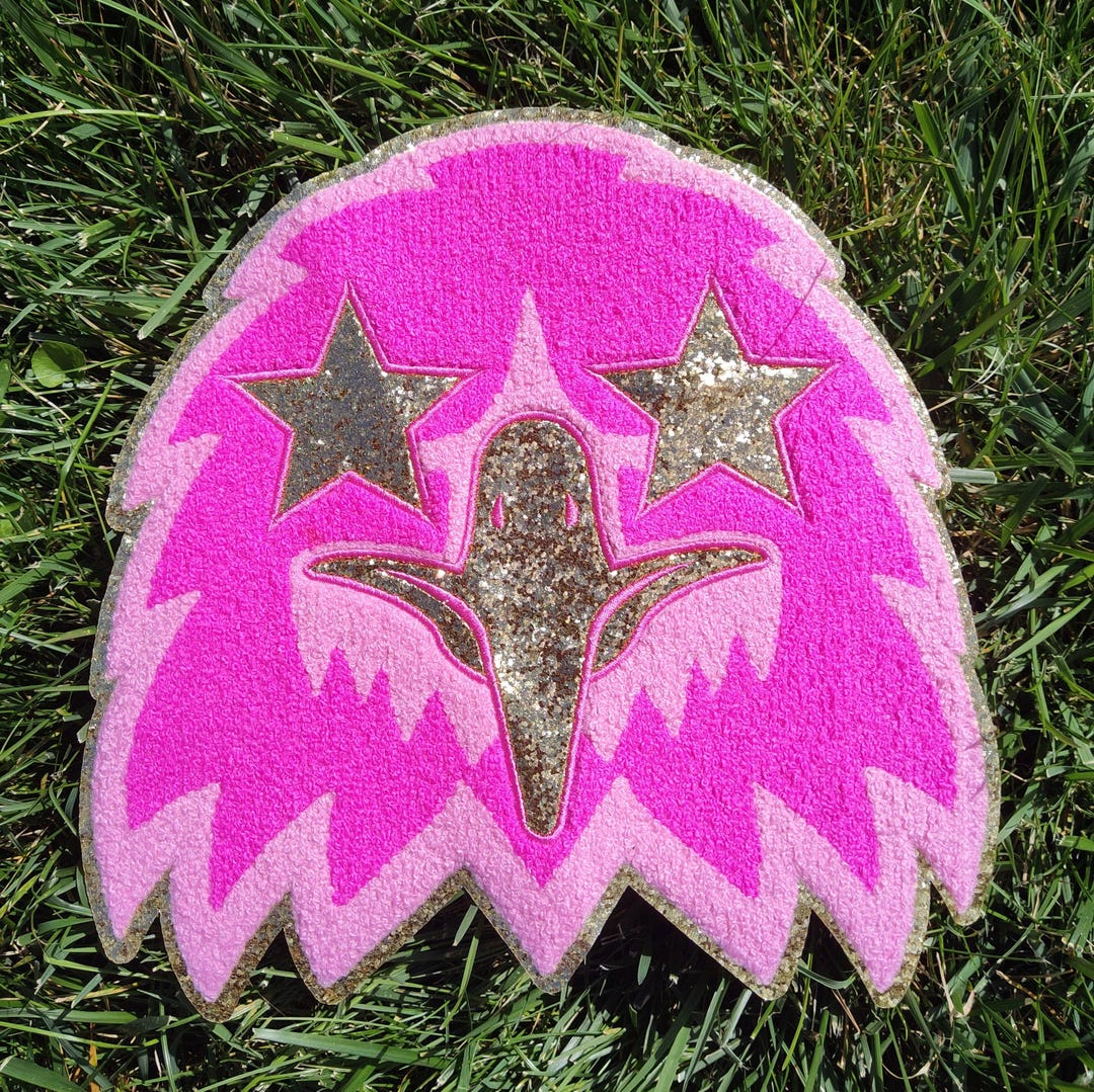 Hot Pink Eagle Mascot With Star Eyes Large Chenille Iron-on Patch - Etsy