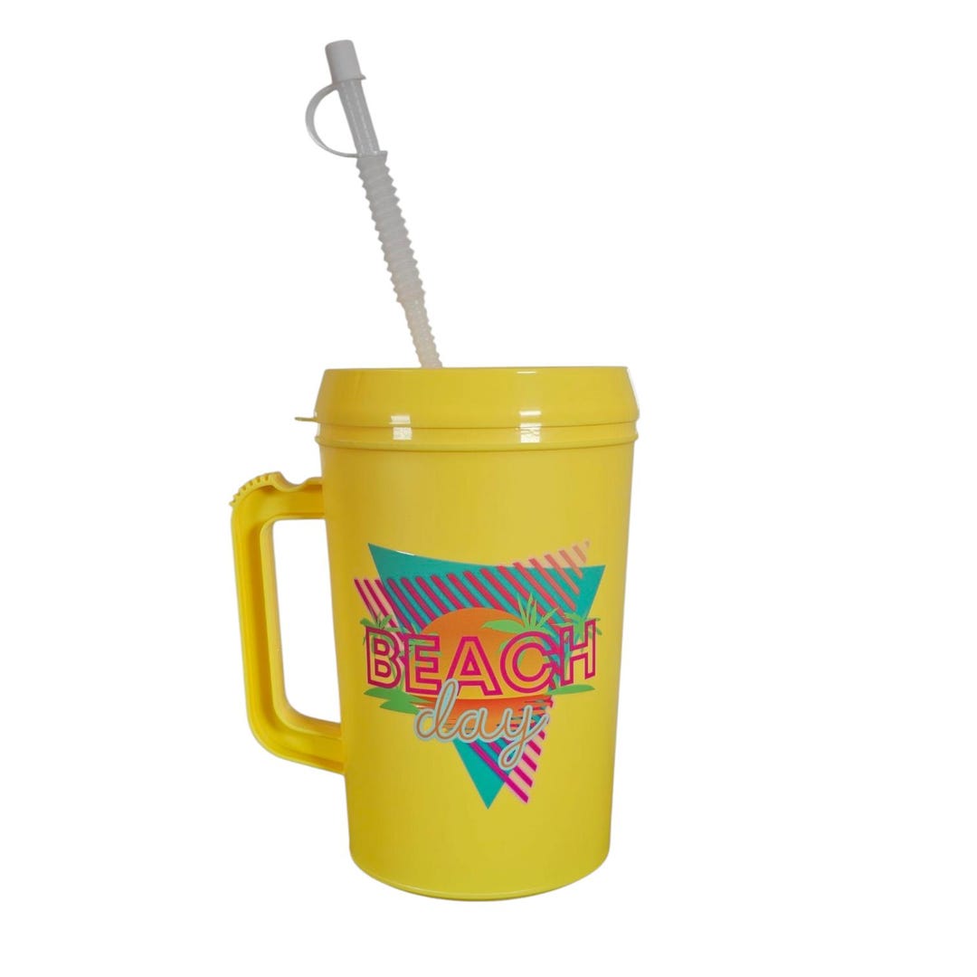 Beach Day 80's Neon HIP SIPS Mega Trucker Mug 34oz - Etsy
