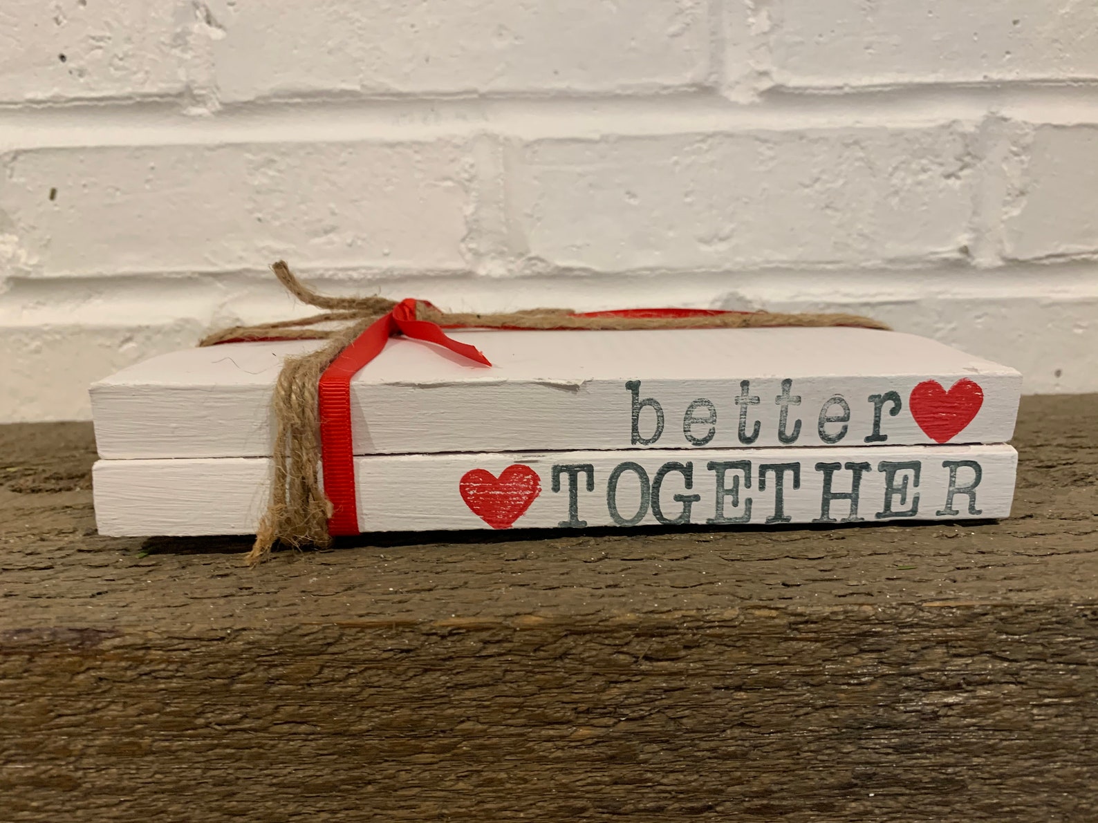 Valentine's Day stamped book stacks / stacked books / | Etsy