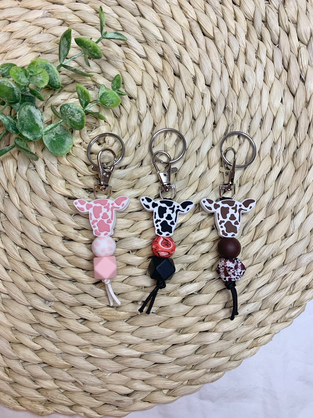 Cow Mini Keychain / Mini Silicone Bead Keychain / Mini Western Cow ...