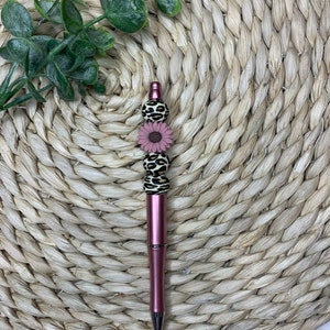 Flower and Leopard Print Silicone Bead Pen / Leopard Pen / Leopard ...