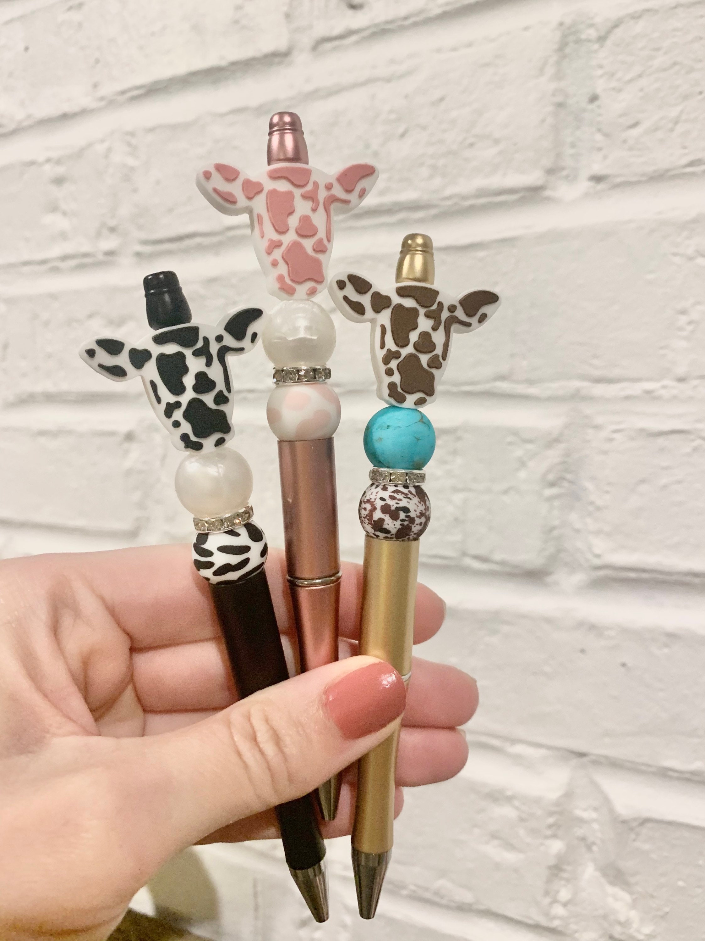 Cow Silicone Bead Pen / Cow Pen / Pink Cow Print Pen / - Etsy