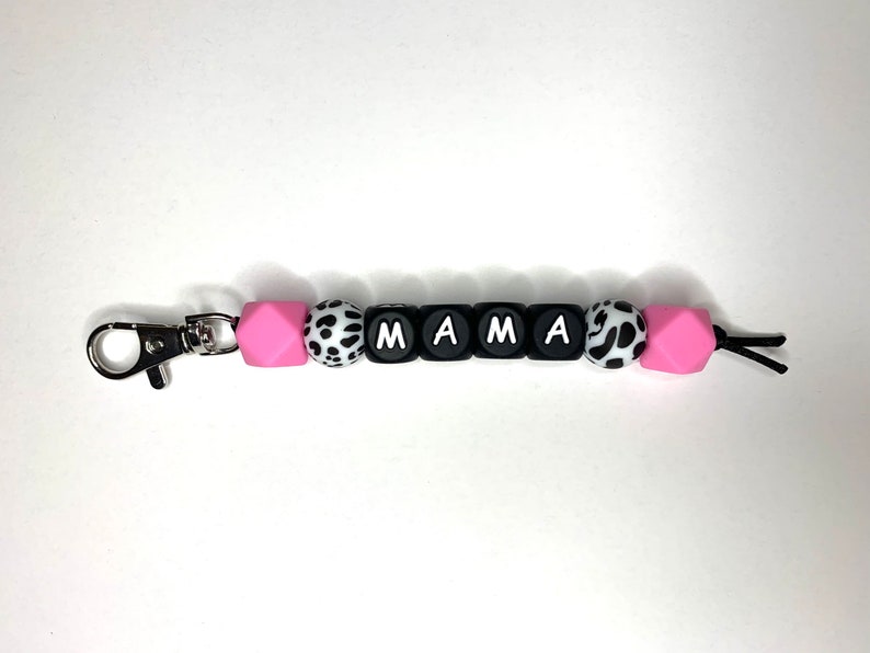 Mama Silicone Bead Keychain / Mama Bead Keychain / Mama Cow Print ...