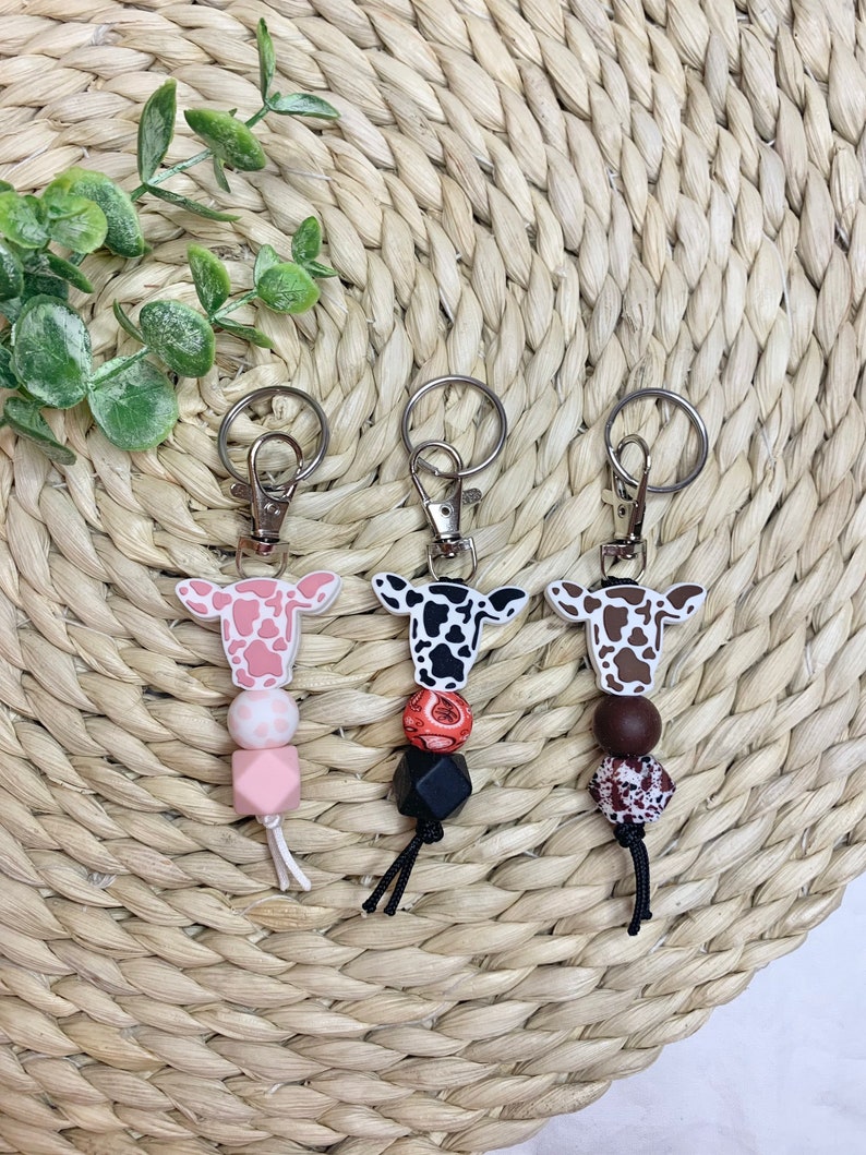 Cow Mini Keychain / Mini Silicone Bead Keychain / Mini Western - Etsy
