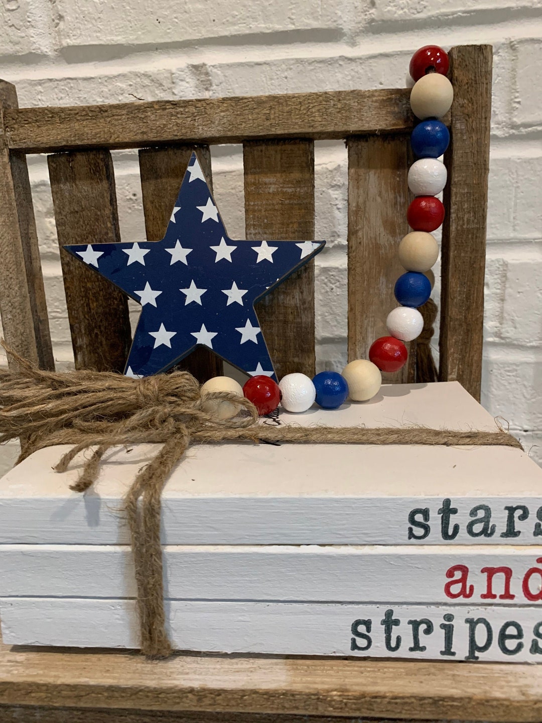 Patriotic Wood Bead Garland / Americana Garland / Beaded Garland ...