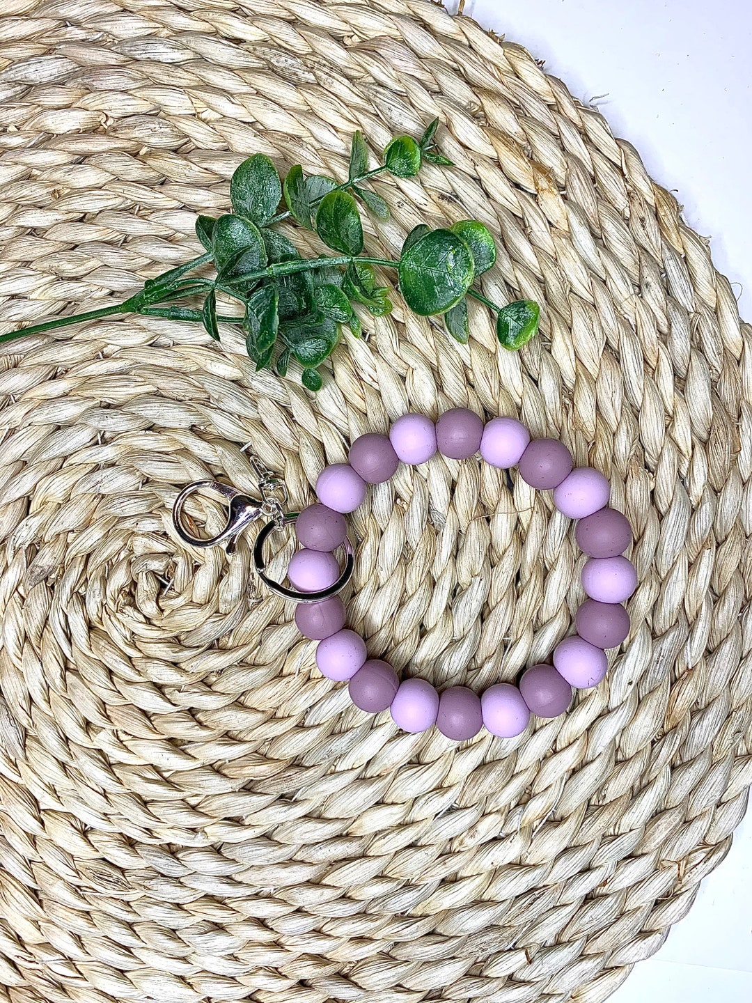 Silicone Bead Wristlet Keychain / Purple Keychain / Wristlet Keychain ...