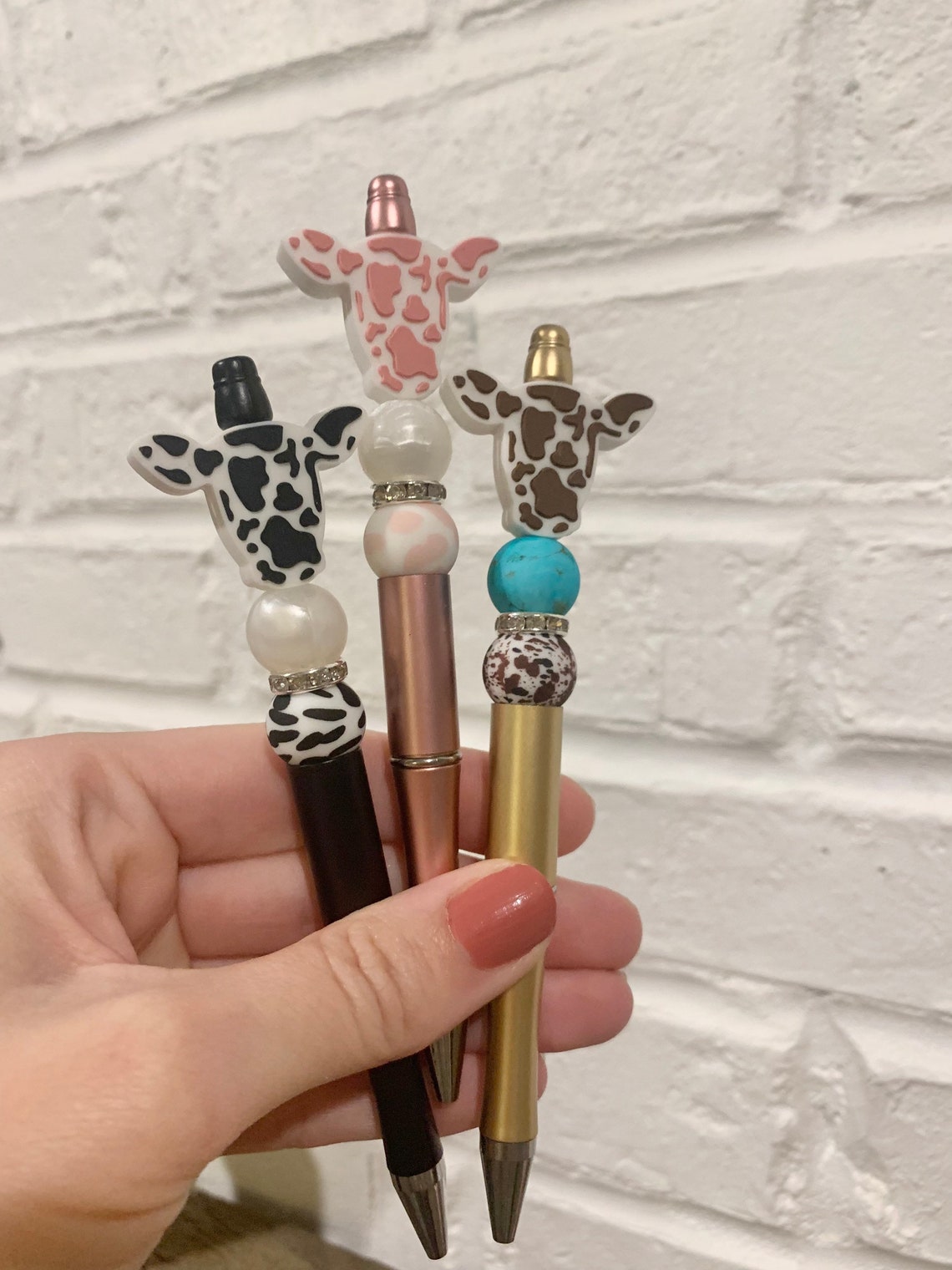 Cow Silicone Bead Pen / Cow Pen / Pink Cow Print Pen / Refillable Ink ...