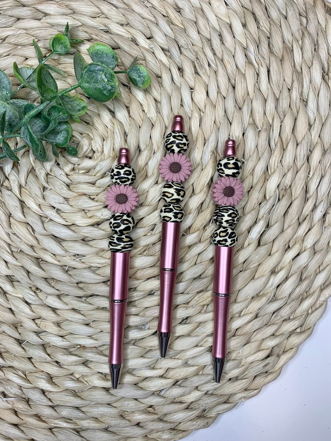 Flower and Leopard Print Silicone Bead Pen / Leopard Pen / Leopard ...