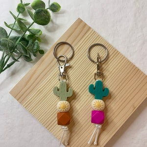 Cactus Mini Keychain / Mini Silicone Bead Keychain / Cactus and Sun ...