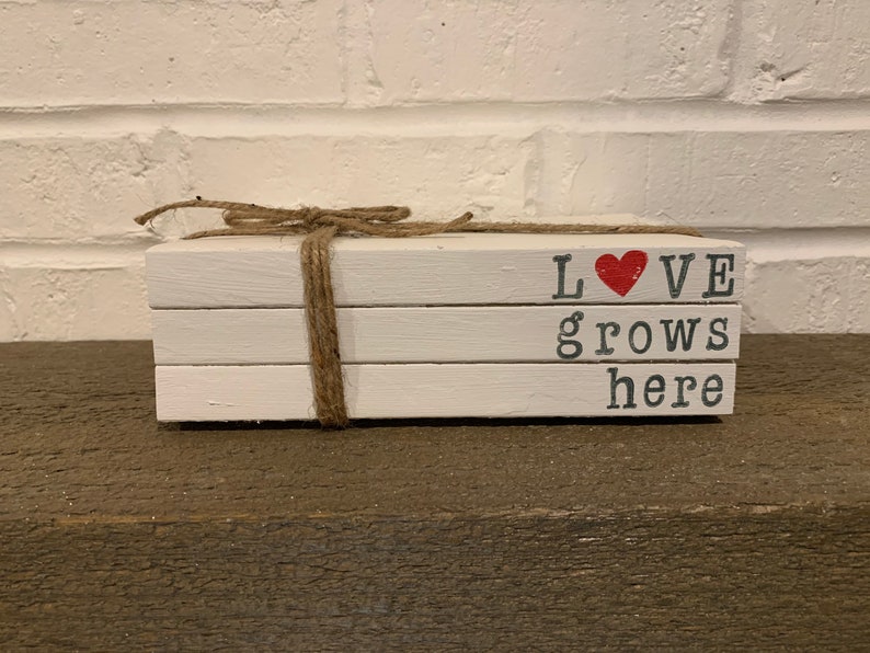 Valentine's Day Stamped Book Stacks / Stacked Books / Farmhouse Stack ...