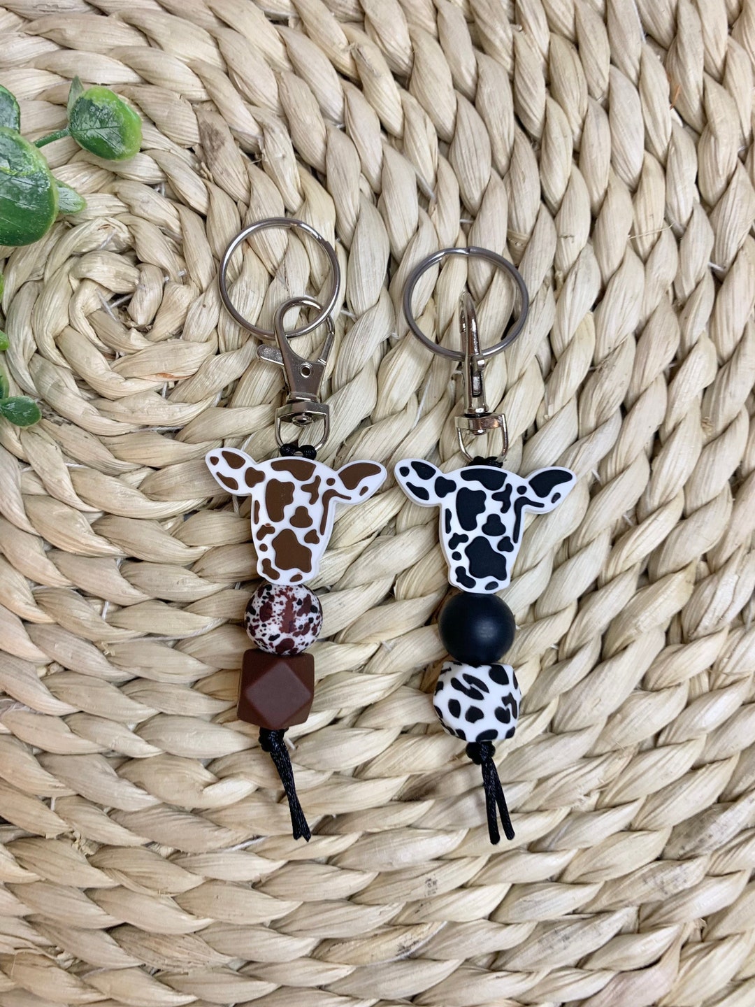 Cow Mini Keychain / Mini Silicone Bead Keychain / Mini Western Cow ...