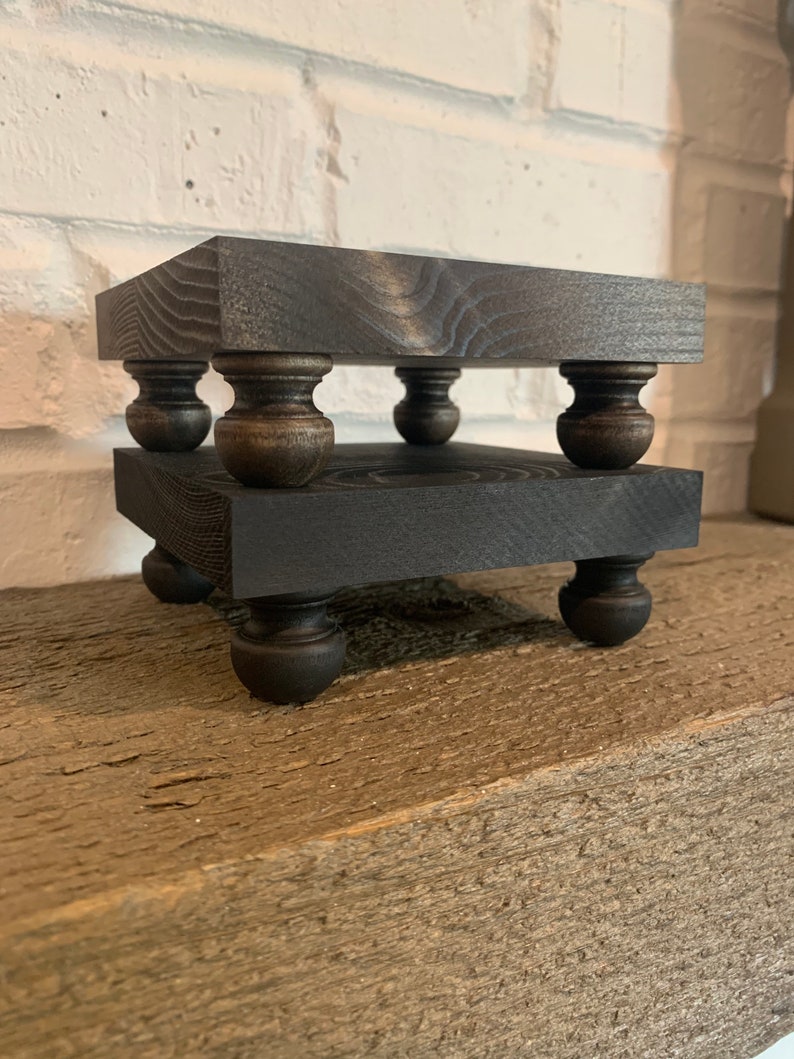 Square Wood Riser / Square Wood Stand / Farmhouse Riser Stand / Stained ...