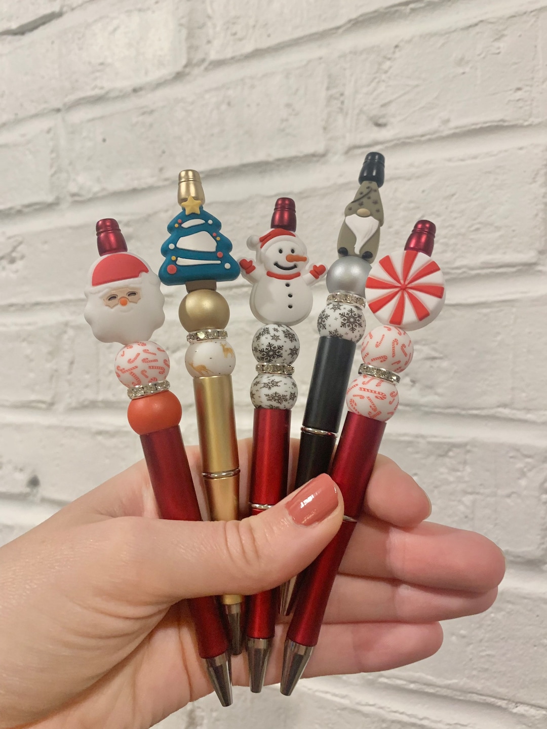 Christmas Silicone Bead Pen / Santa Pen / Refillable Ink Pen / Holiday ...