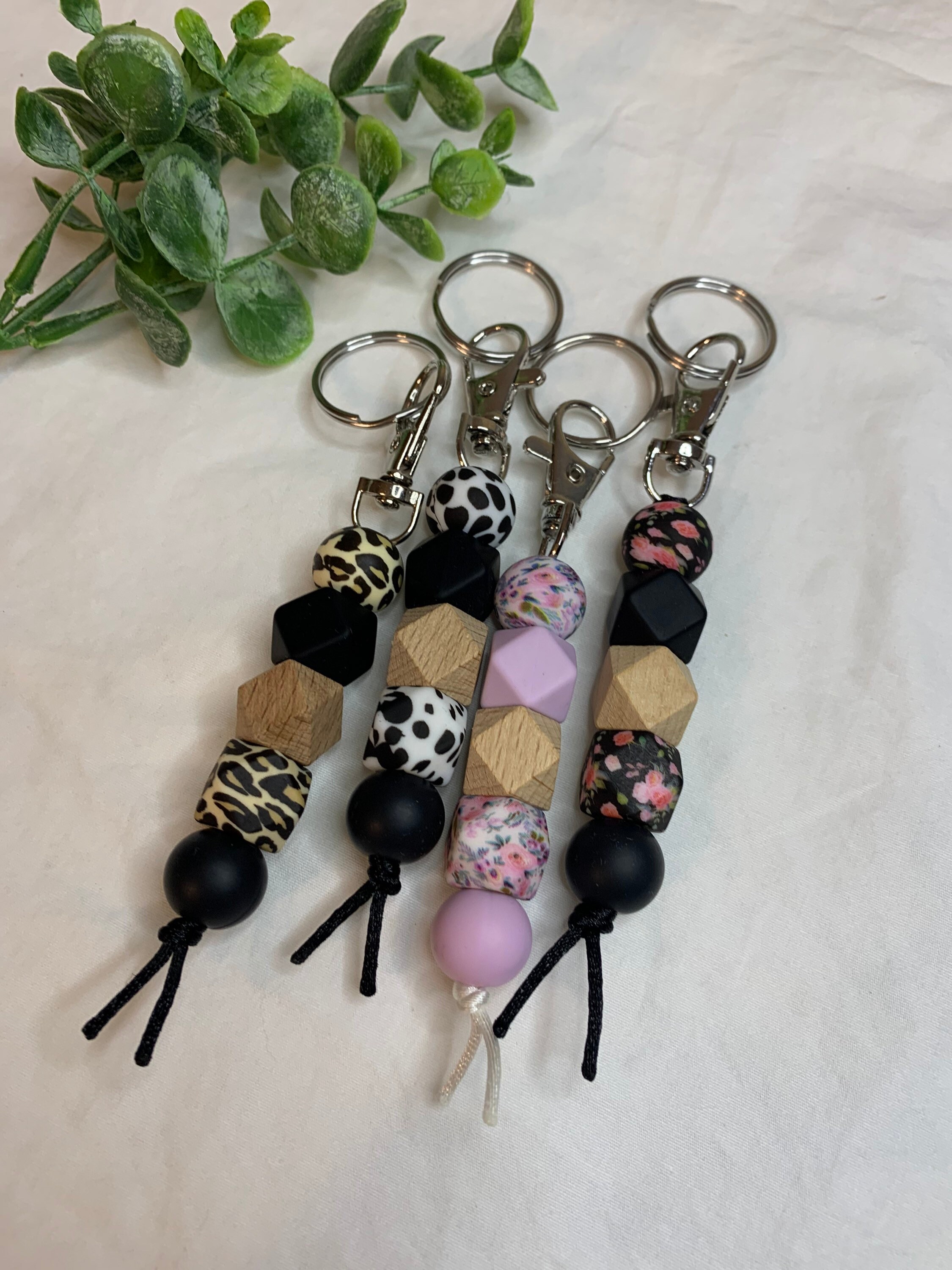 Leopard Print Keychain/ Cow Print Keychain / Floral Print - Etsy