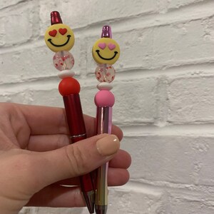 Happy Face With Hearts Silicone Bead Pen / Heart Pen / Refillable Ink ...