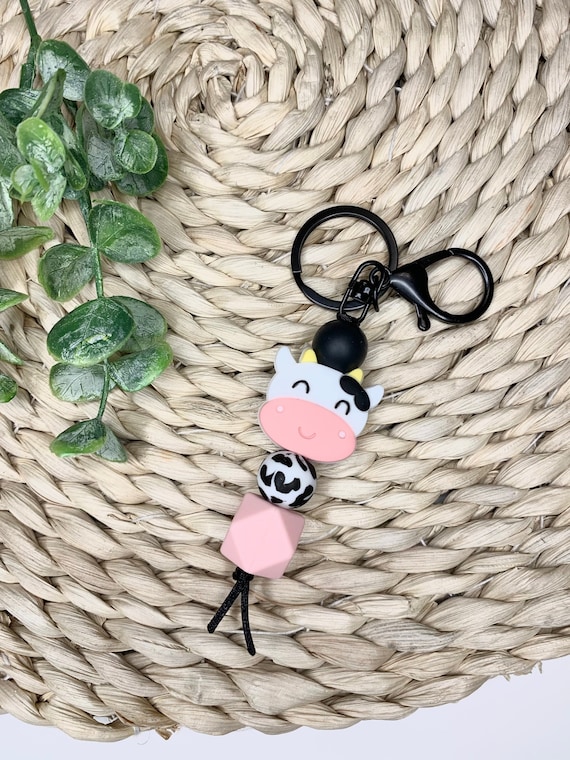 Cow Print Keychain / Pink Cow Keychain and Cow Print / Bag - Etsy