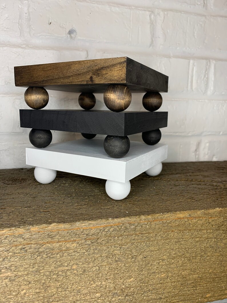 Square Wood Riser / Square Wood Stand / Farmhouse Riser Stand / Stained ...