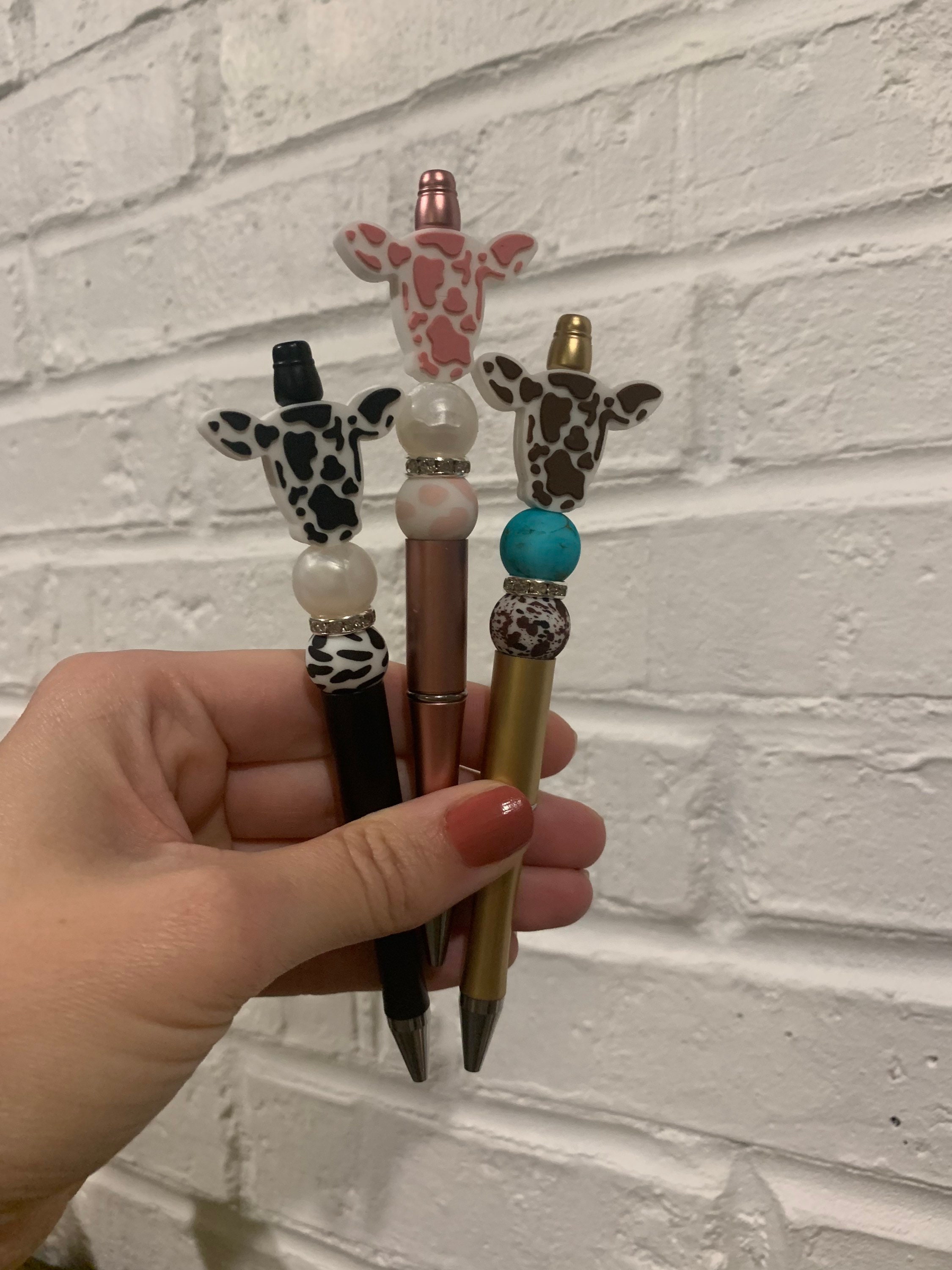 Cow Silicone Bead Pen / Cow Pen / Pink Cow Print Pen / Refillable Ink ...