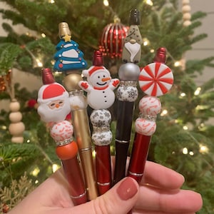 Christmas Silicone Bead Pen / Santa Pen / Refillable Ink Pen / Holiday ...