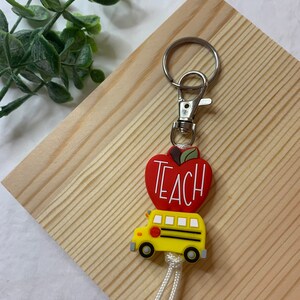 School Bus Silicone Mini Keychain / Teacher Bus Mini Keychain / Book ...