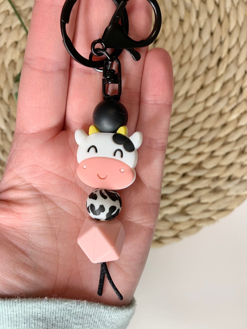 Cow Print Keychain / Pink Cow Keychain and Cow Print / Bag - Etsy