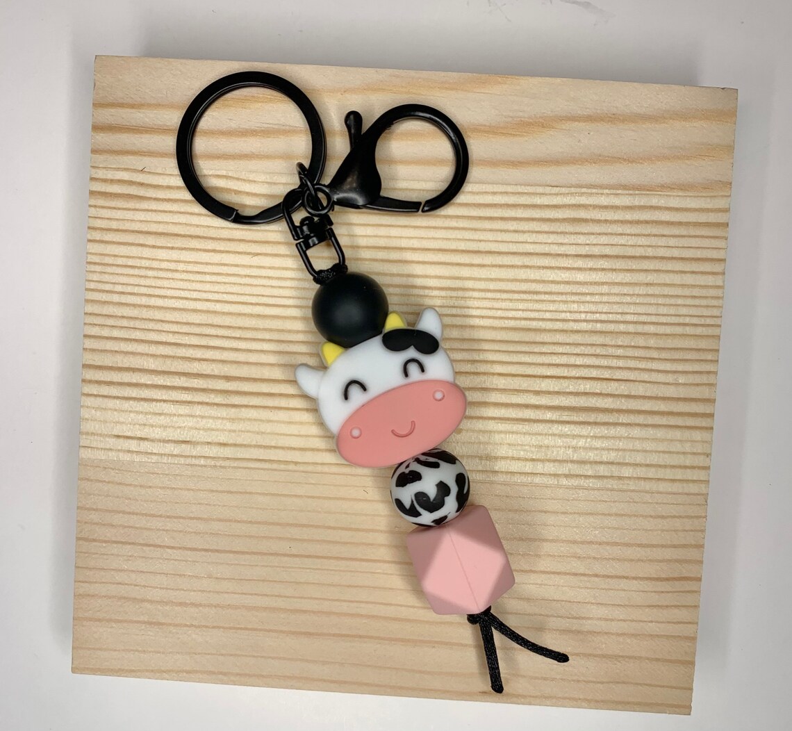 Cow Print Keychain / Pink Cow Keychain and Cow Print / Bag - Etsy