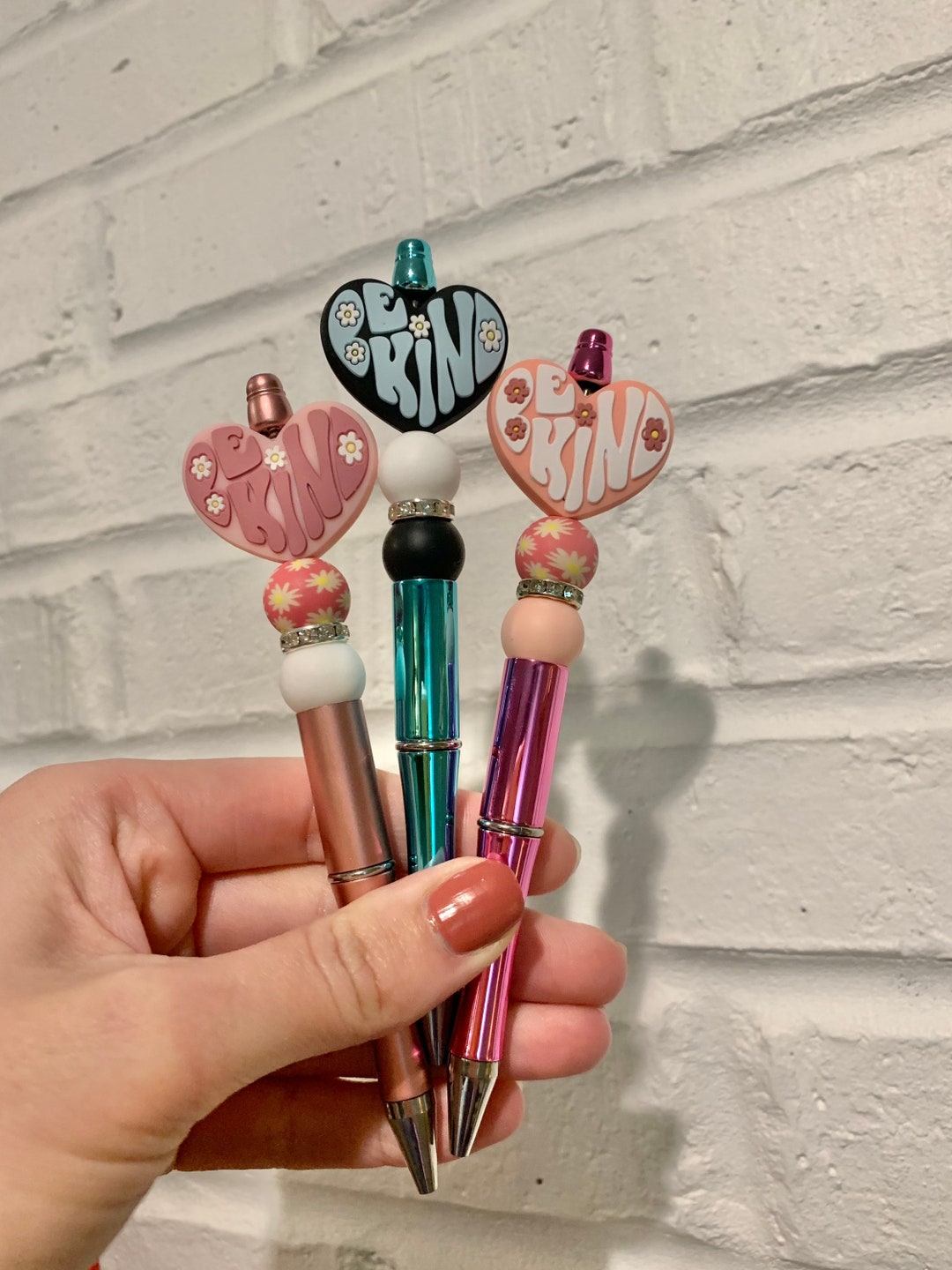 Be Kind Silicone Bead Pen / Heart Pen / Refillable Ink Pen / Blue Pen ...