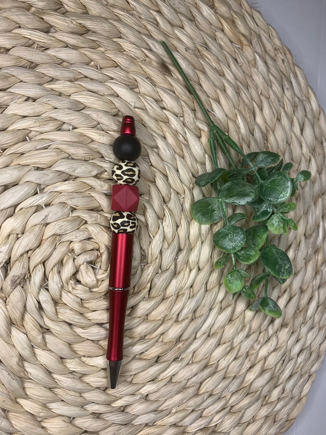 Silicone Bead Pen / Beaded Pen / Beadable Pen / Cow Print Pen / Leopard ...