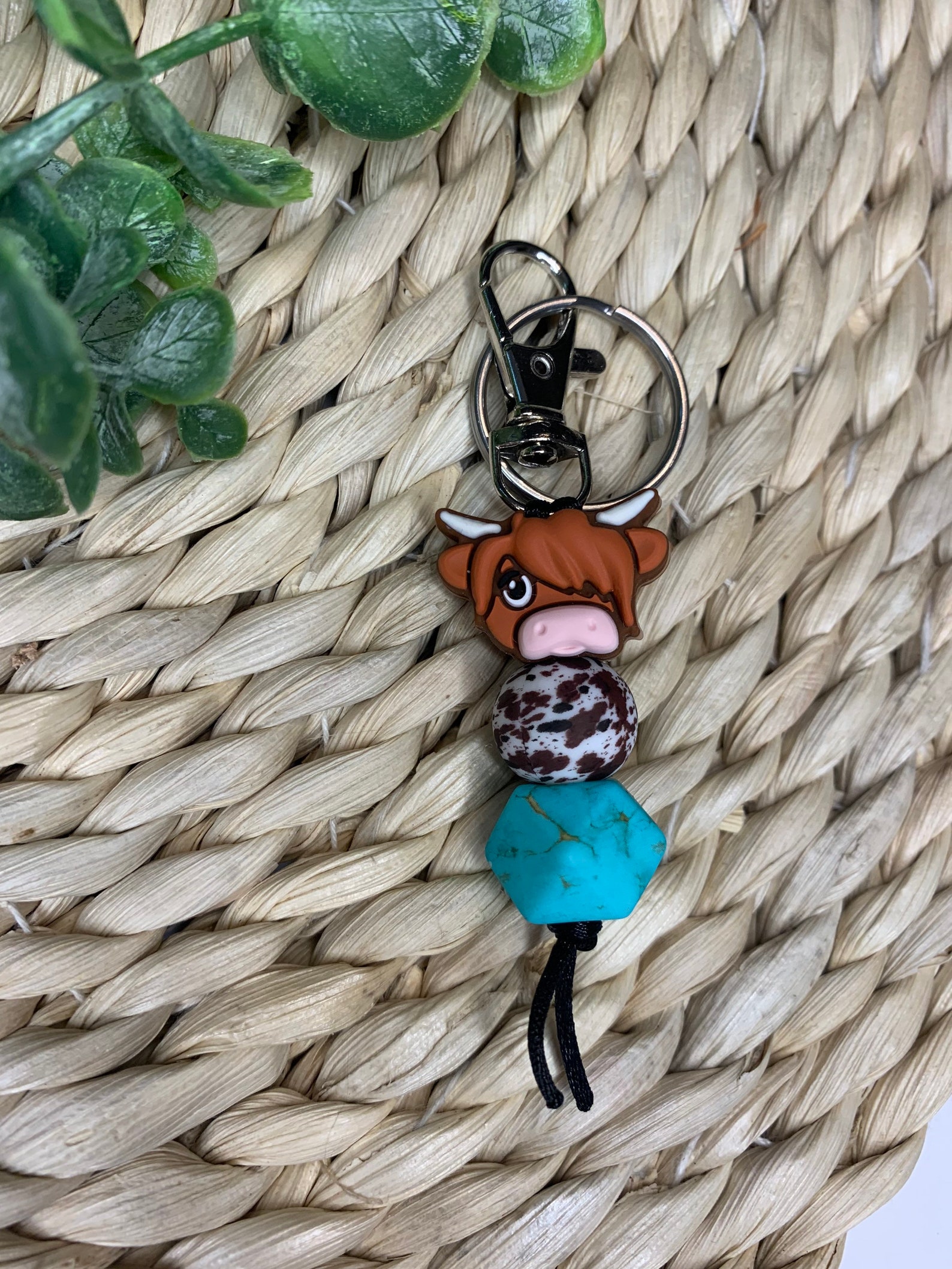 Hamish Highland Cow Mini Keychain / Mini Silicone Bead Keychain / Mini ...