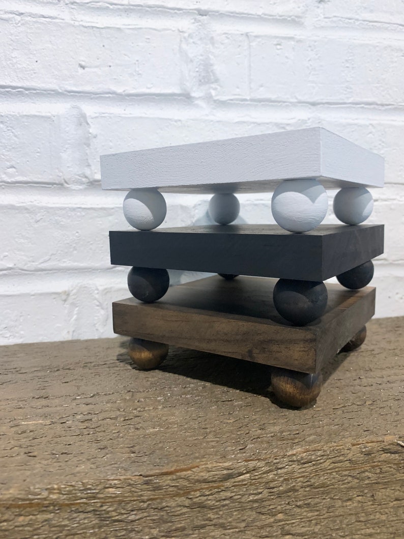 Square Wood Riser / Square Wood Stand / Farmhouse Riser Stand / Stained ...