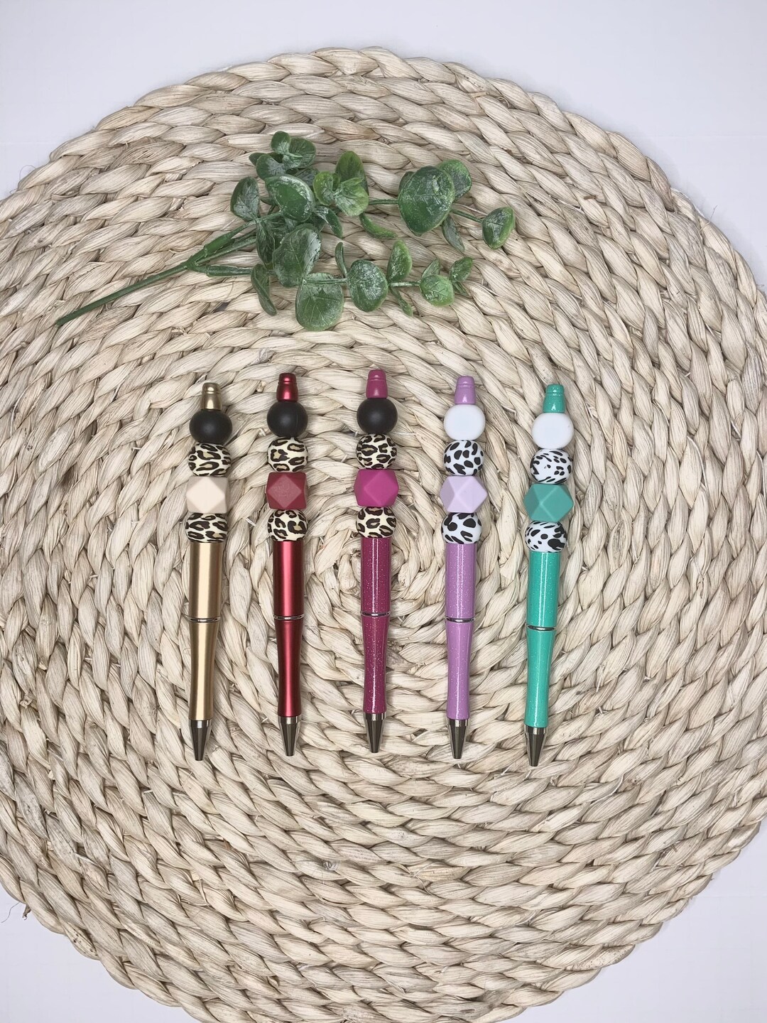 Silicone Bead Pen / Beaded Pen / Beadable Pen / Cow Print Pen / Leopard ...