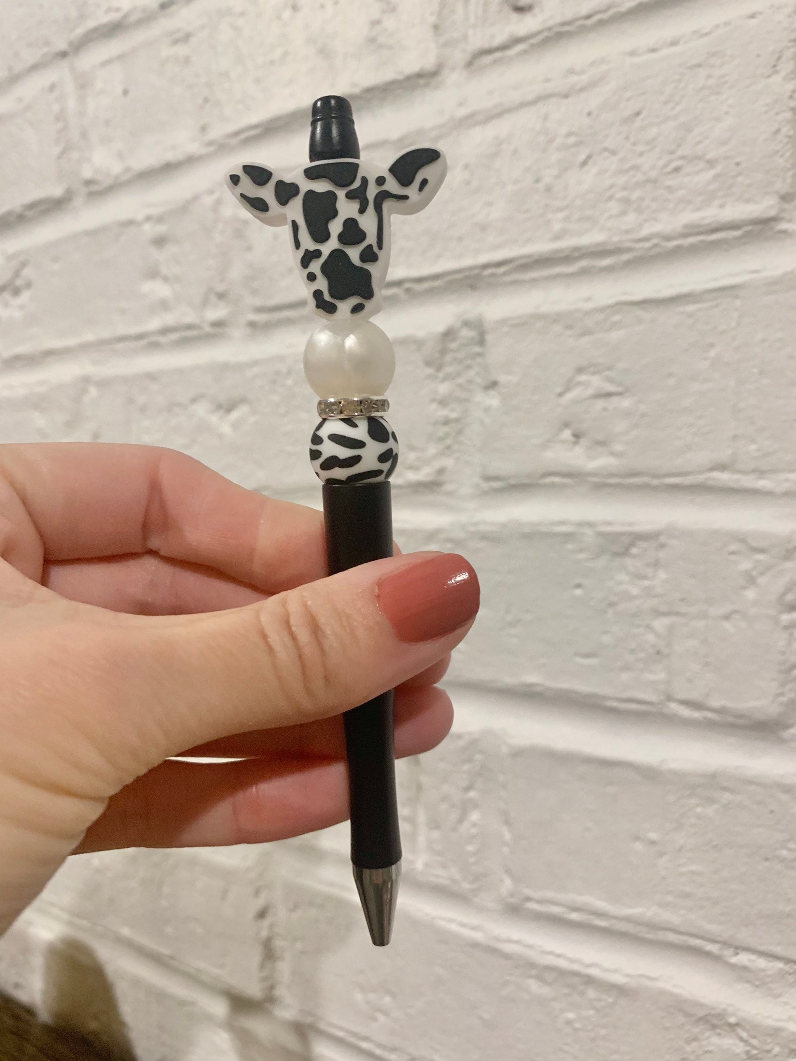 Cow Silicone Bead Pen / Cow Pen / Pink Cow Print Pen / Refillable Ink ...