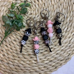 Cowboy Hat Mini Keychain / Cow Print Keychain / Pink Cow Print Keychain ...