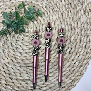 Flower and Leopard Print Silicone Bead Pen / Leopard Pen / Leopard ...