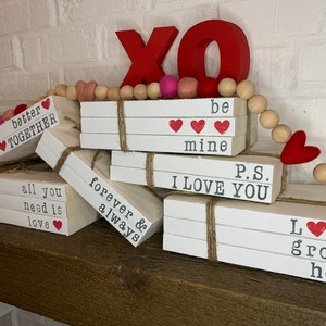 Valentine's Day Stamped Book Stacks / Stacked Books / Farmhouse Stack ...