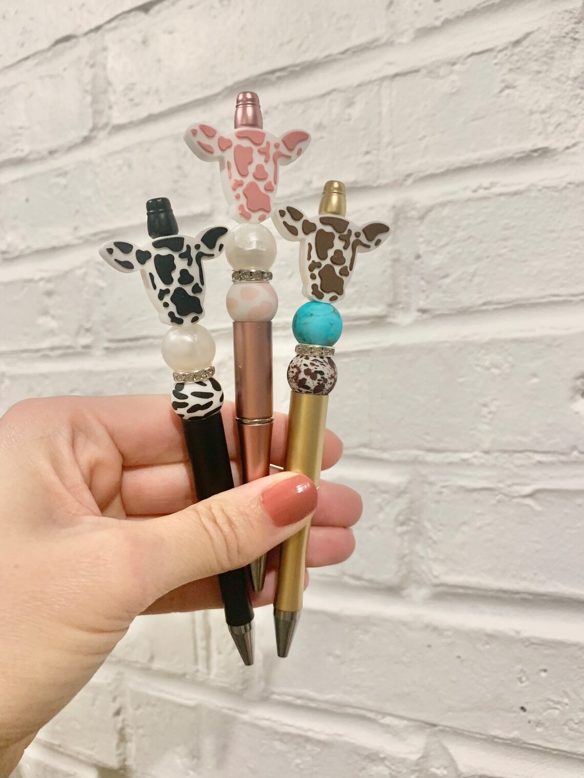 Cow Silicone Bead Pen / Cow Pen / Pink Cow Print Pen / Refillable Ink ...