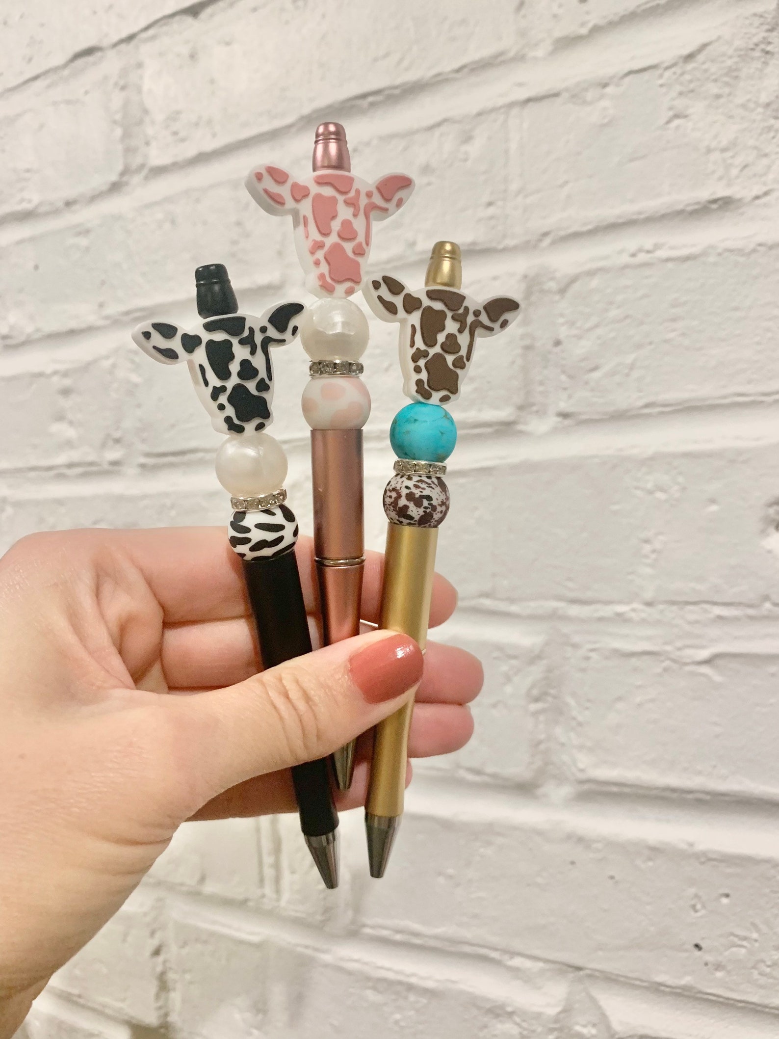 Cow Silicone Bead Pen / Cow Pen / Pink Cow Print Pen / Refillable Ink ...