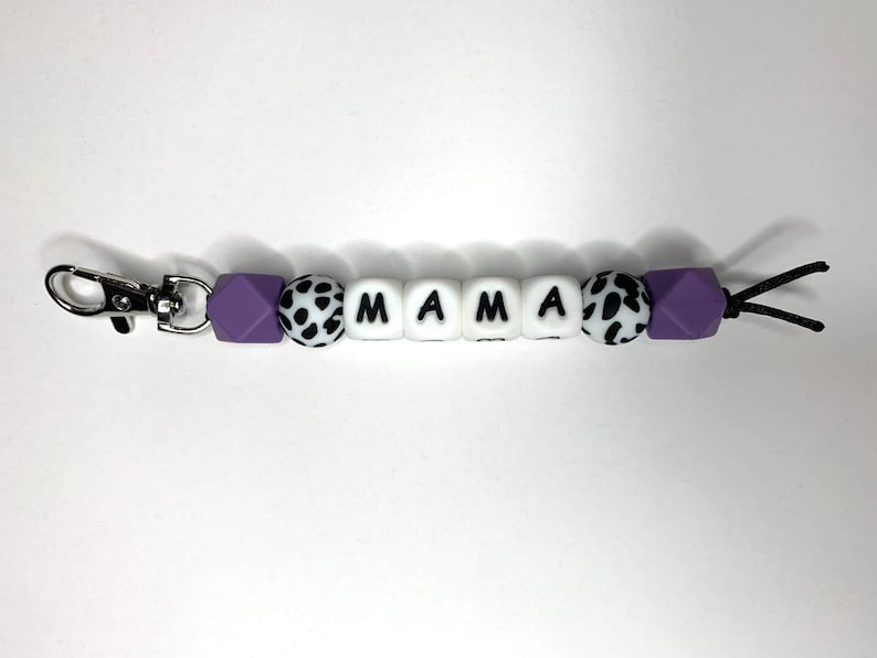 Mama Silicone Bead Keychain / Mama Bead Keychain / Mama Cow Print ...