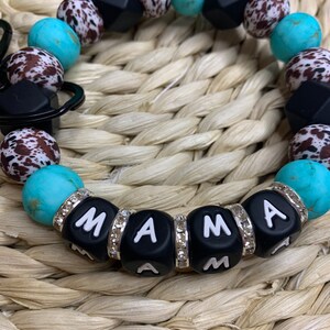 Western Mama Silicone Bead Wristlet Keychain / Turquoise Stone and ...